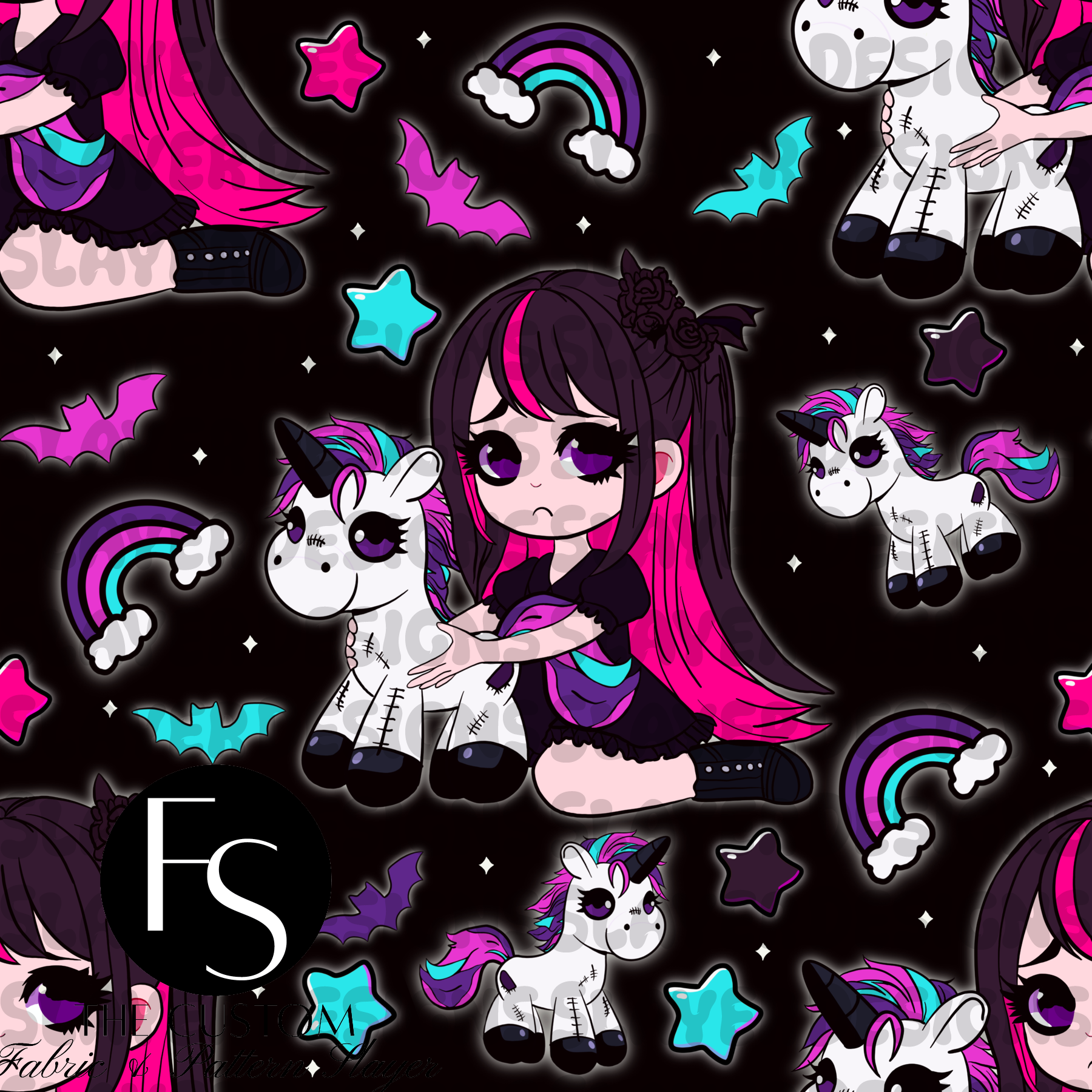 Unicorn Sad Goth Girl - FABRICSLAYER – The Custom Fabric Slayer